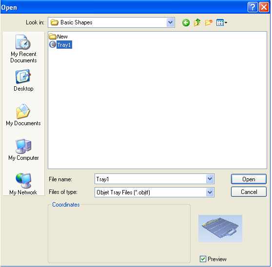 Opening Objet Tray Files